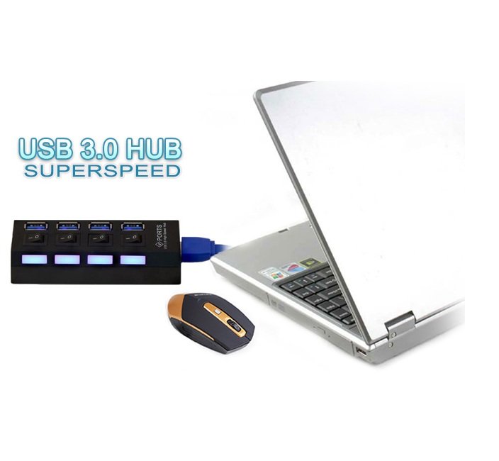 Hytech HY-U350 4*Usb Port USB 3.0 Siyah Usb Hub...Taşıması Kolay ...
